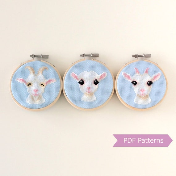 MINI goat cross stitch PDF Pattern nursery decor Farm animals ...