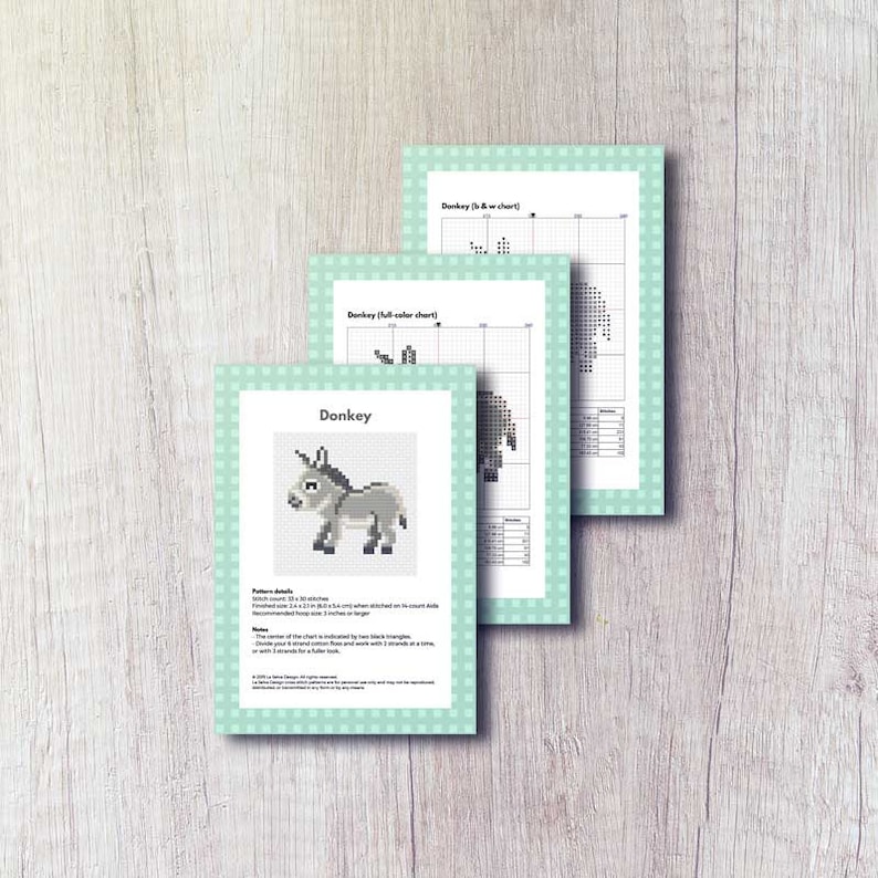 Donkey Cross Stitch Pattern PDF - Donkey Embroidery - Instand Download ...