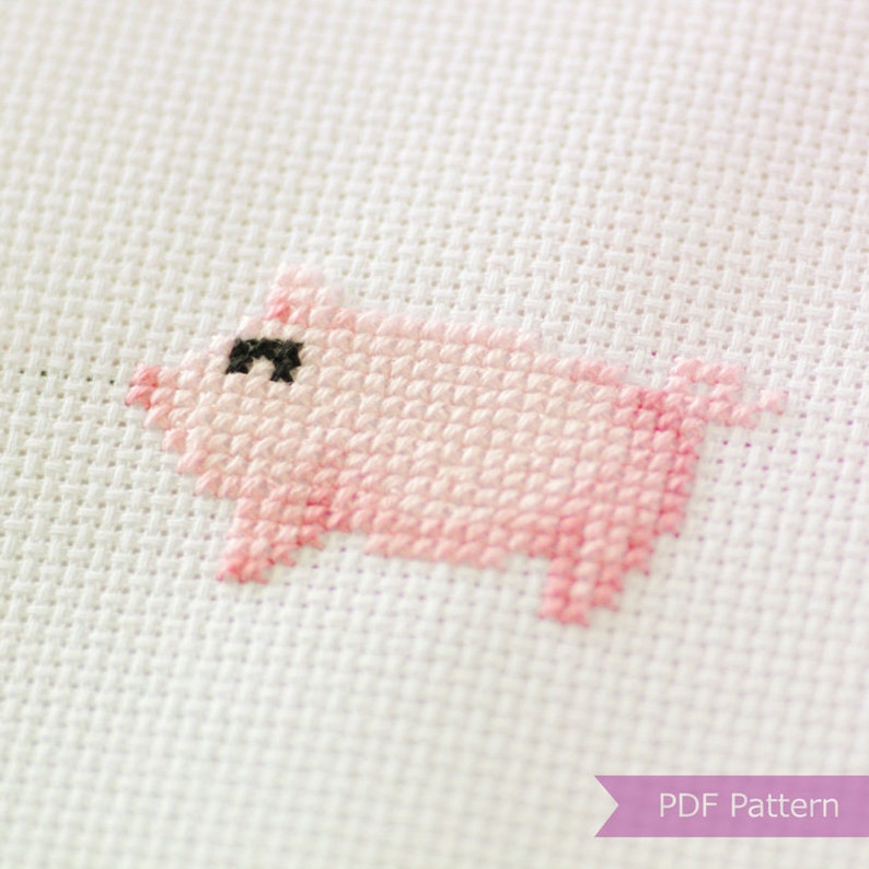 Pig Cross Stitch Patterns Bundle - Set of 4 PDF Patterns (pink Pig ...