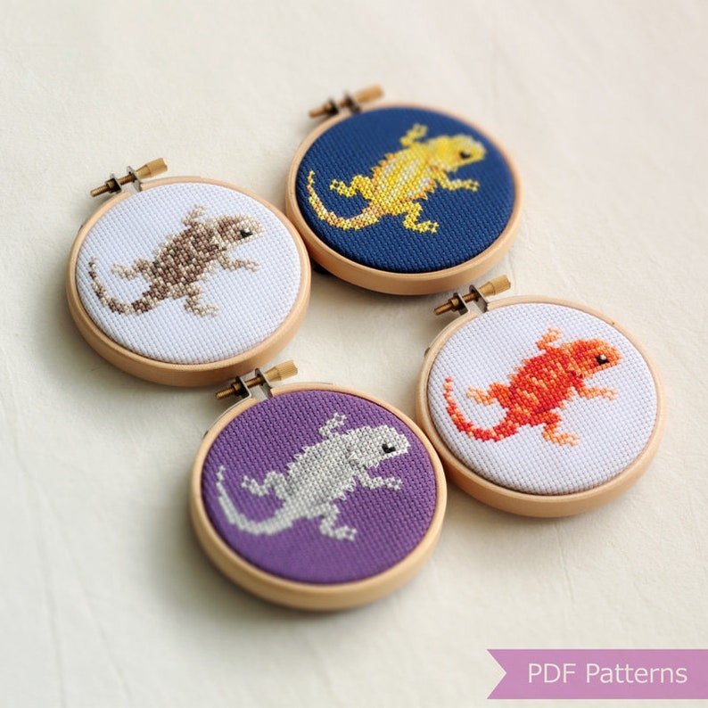 Bearded Dragons Cross Stitch PDF Bundle - 4 Bearded Dragon (brown ...