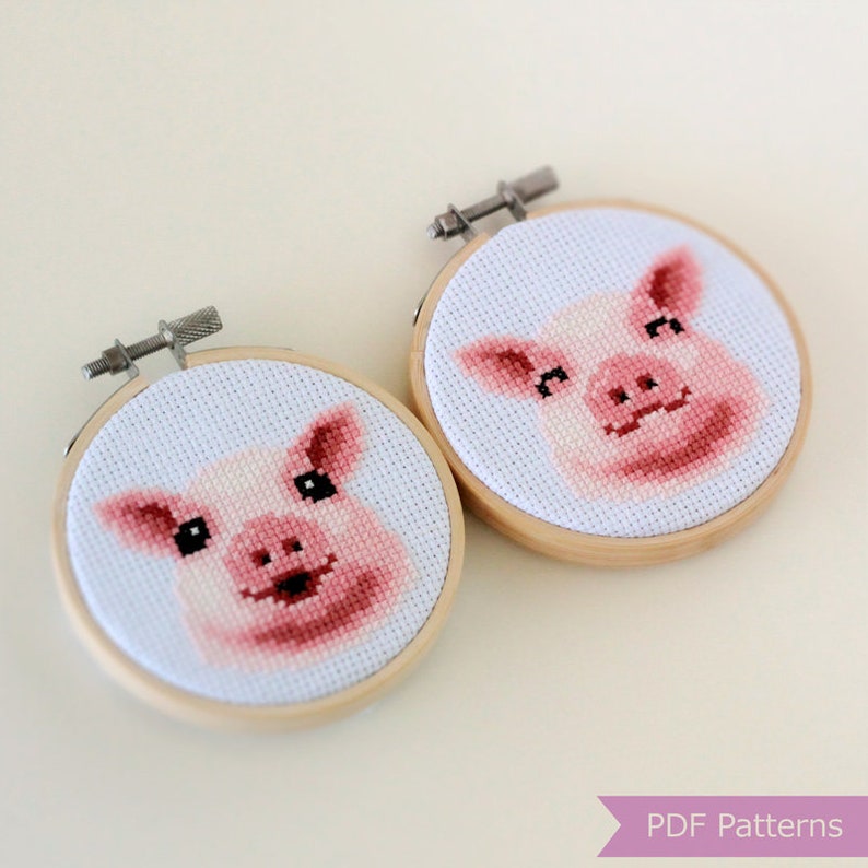 Happy Pig Cross Stitch Pattern PDF Pig Smiling Pig | Etsy
