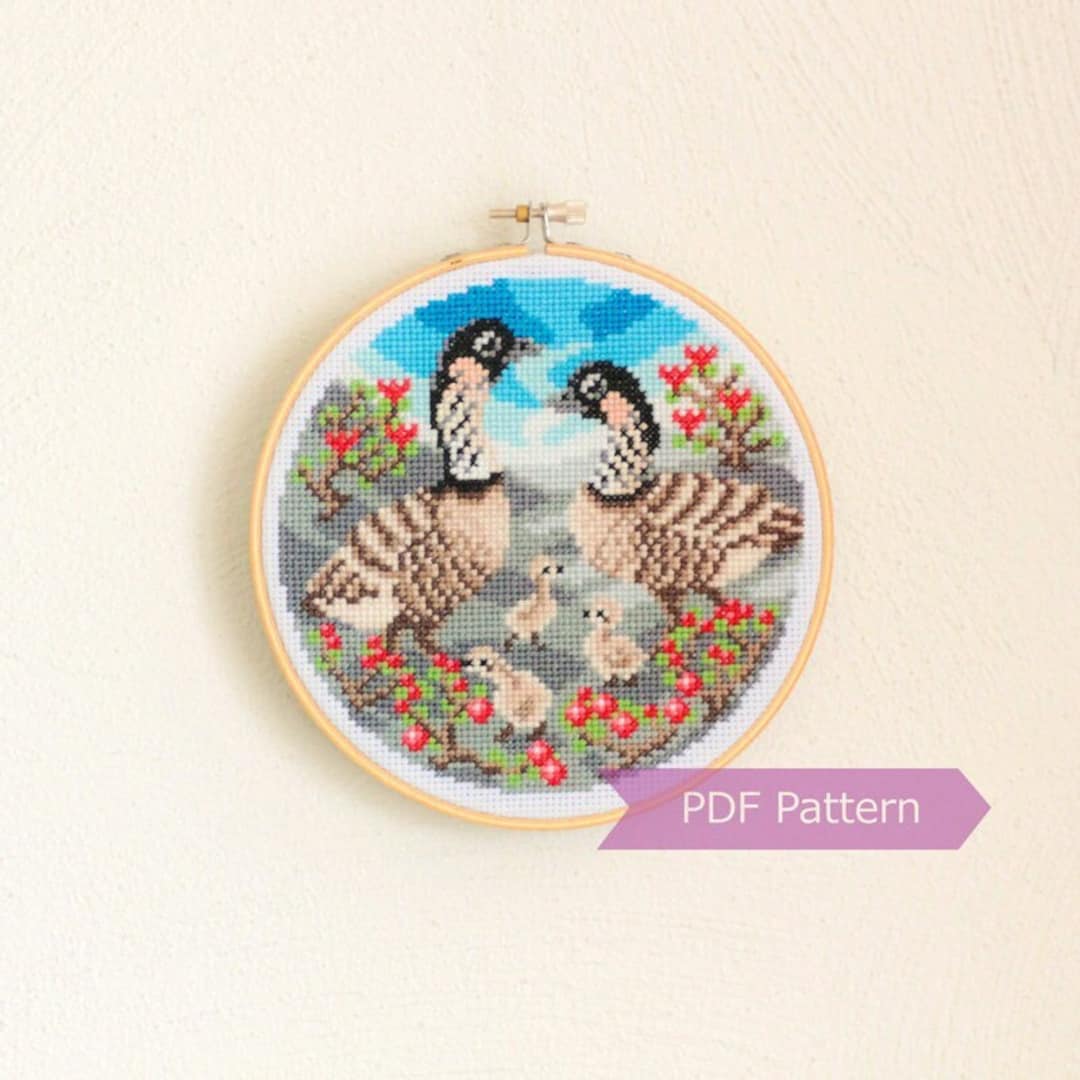 Hawaiian Goose (nene) Cross Stitch Pattern PDF - Nene Embroidery ...