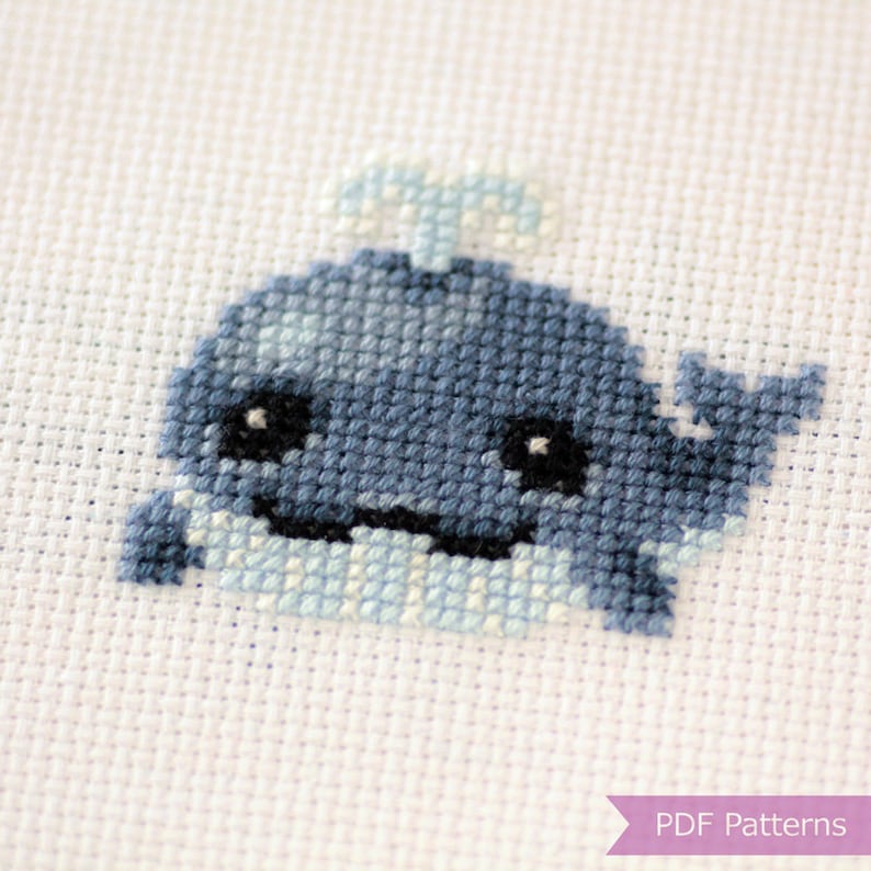Whale Cross Stitch Pattern PDF - Whale Embroidery (front + Side View ...