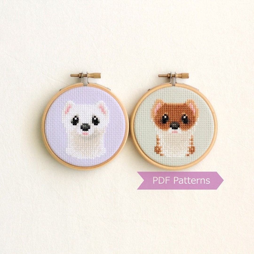 Stoat Cross Stitch Pattern PDF Bundle - Stoat/weasel Winter and Summer ...