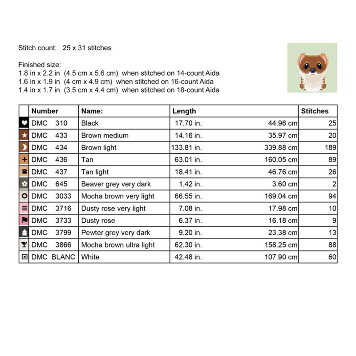 Stoat Cross Stitch Pattern PDF Bundle - Stoat/weasel Winter and Summer ...