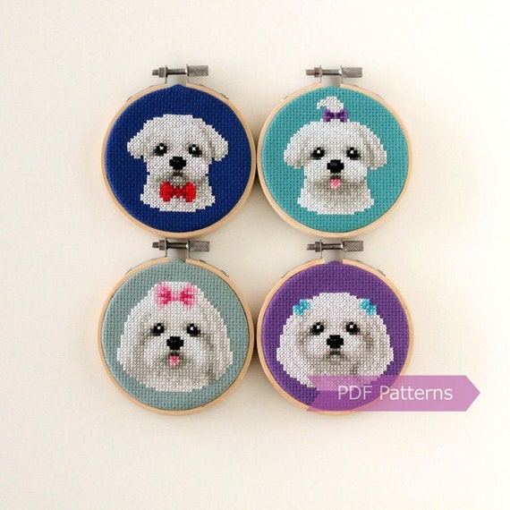 Maltese Dog Cross Stitch Pattern PDF Bundle Maltese With and | Etsy