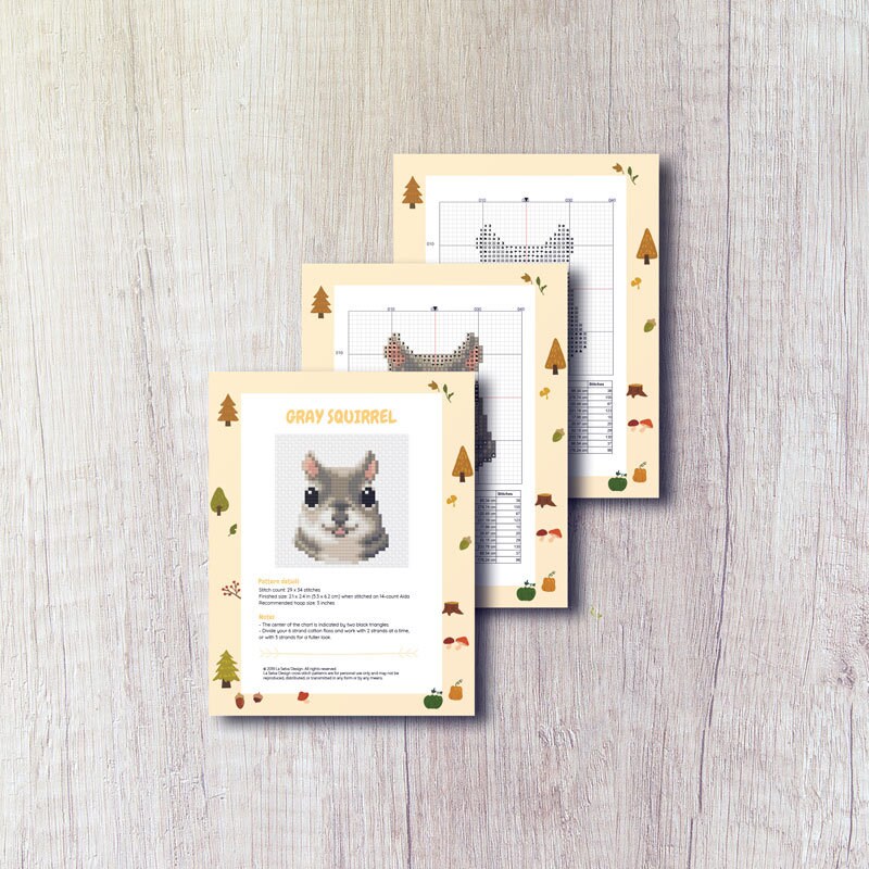 Gray Squirrel Cross Stitch Pattern PDF Gray Squirrel - Etsy