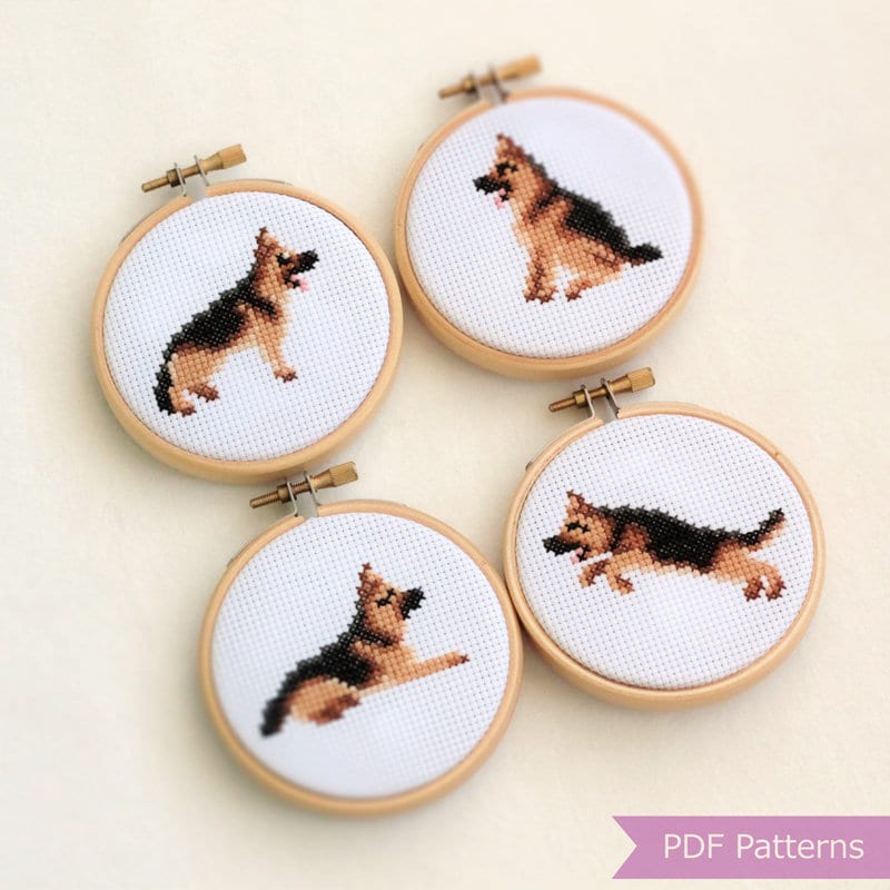 German Shepherd Cross Stitch Pattern PDF Bundle Set of 4 - Etsy