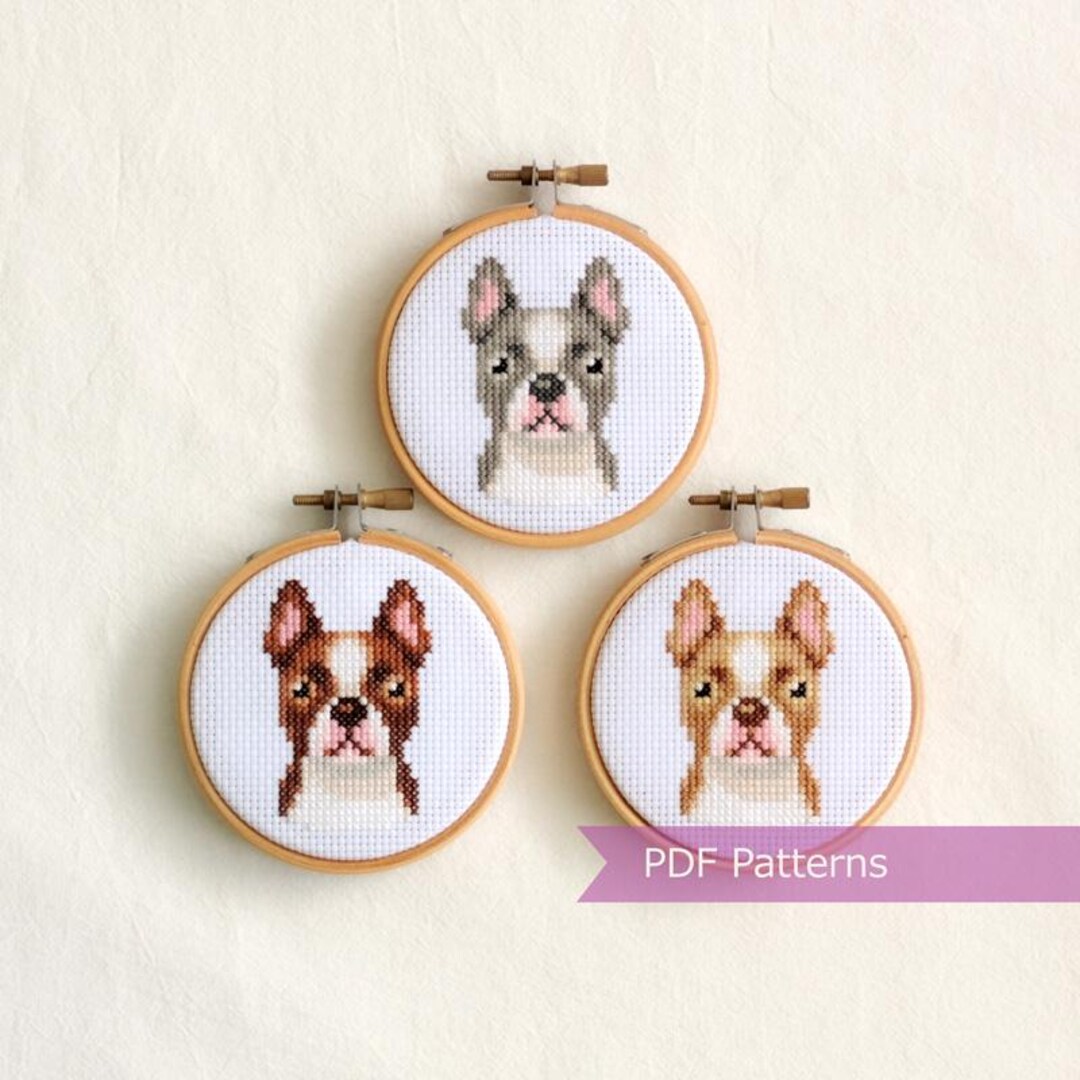 Boston Terrier Cross Stitch Pattern PDF Megabundle - Blue + Brown ...
