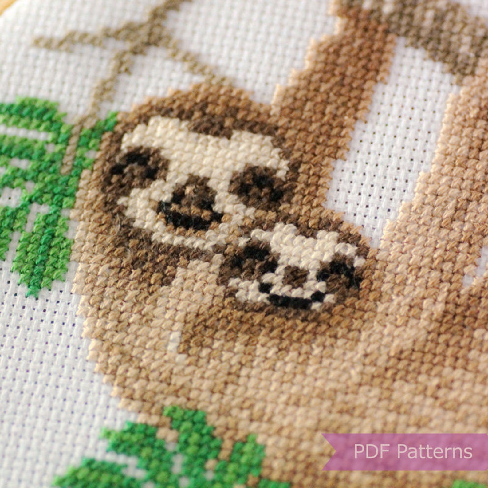 Three-toed Sloth Cross Stitch Pattern PDF - Sloth Embroidery - Instant ...