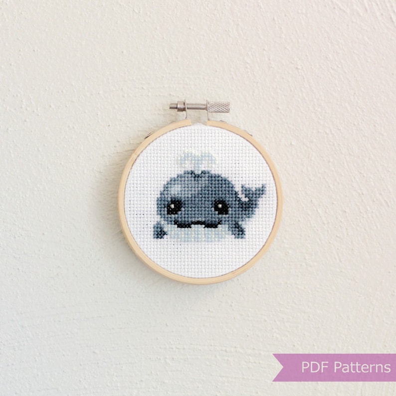 Whale Cross Stitch Pattern PDF - Whale Embroidery (front + Side View ...