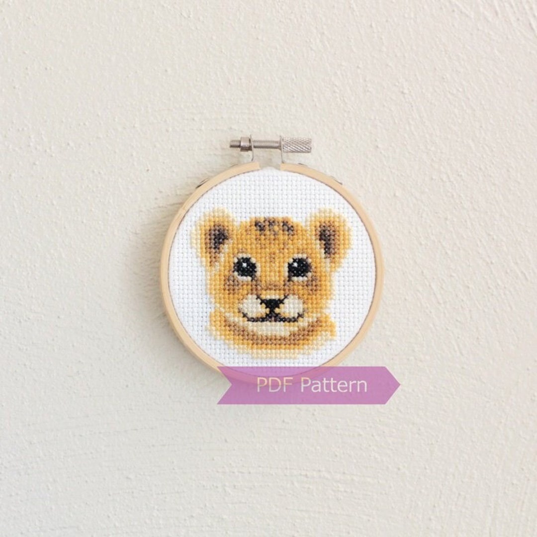 Lion Cub Cross Stitch Pattern PDF - Lion Cub Embroidery PDF - Instant ...
