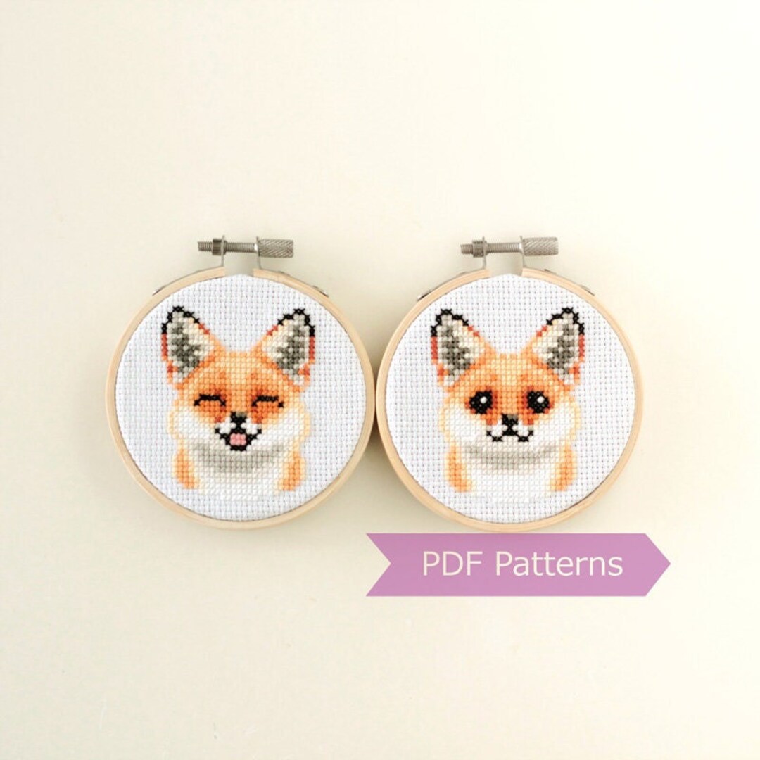 Fox Cross Stitch Pattern PDF Bundle - Fox + Smiling Fox Embroidery PDF ...