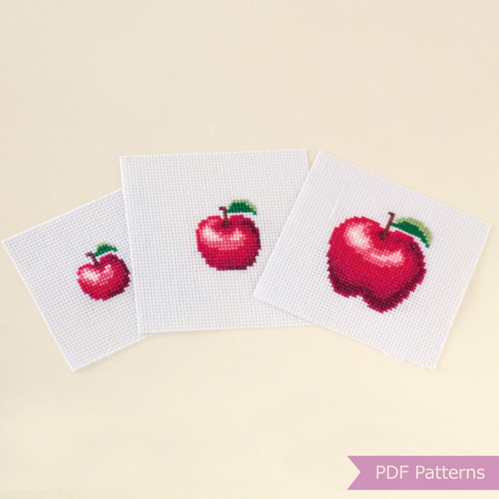 Apples Cross Stitch Pattern PDF - Apple Embroidery - 3 Sizes (small ...