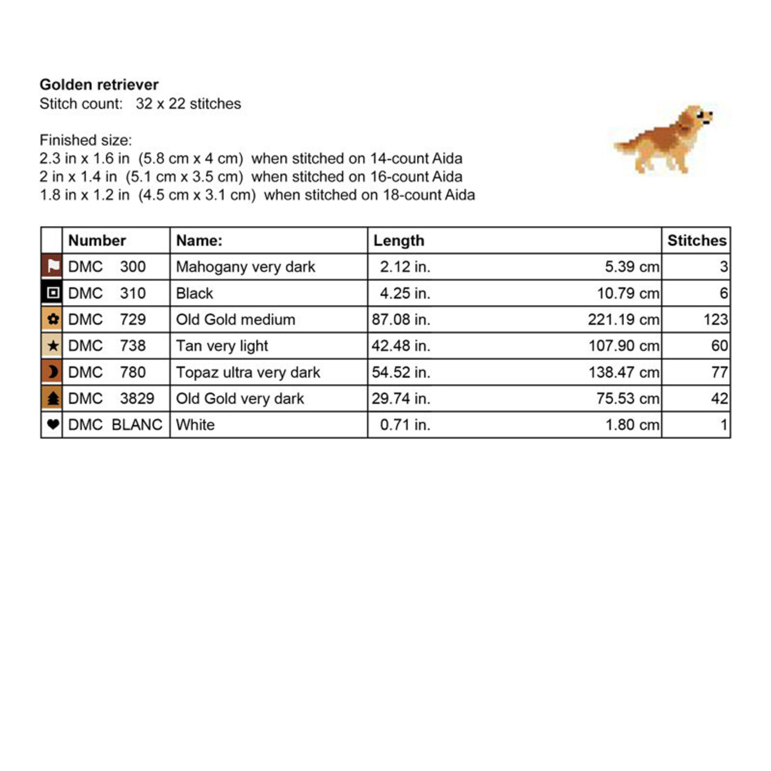 Golden Retriever Cross Stitch Pattern PDF Bundle Set of 4 Golden ...