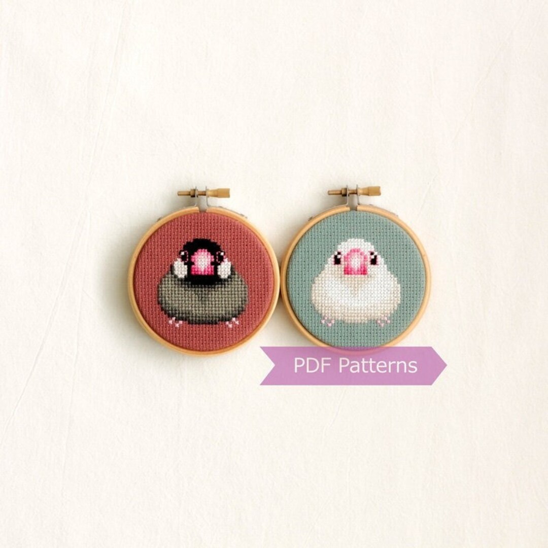 Java Sparrow Cross Stitch Pattern PDF Bundle - Brown + White Java ...