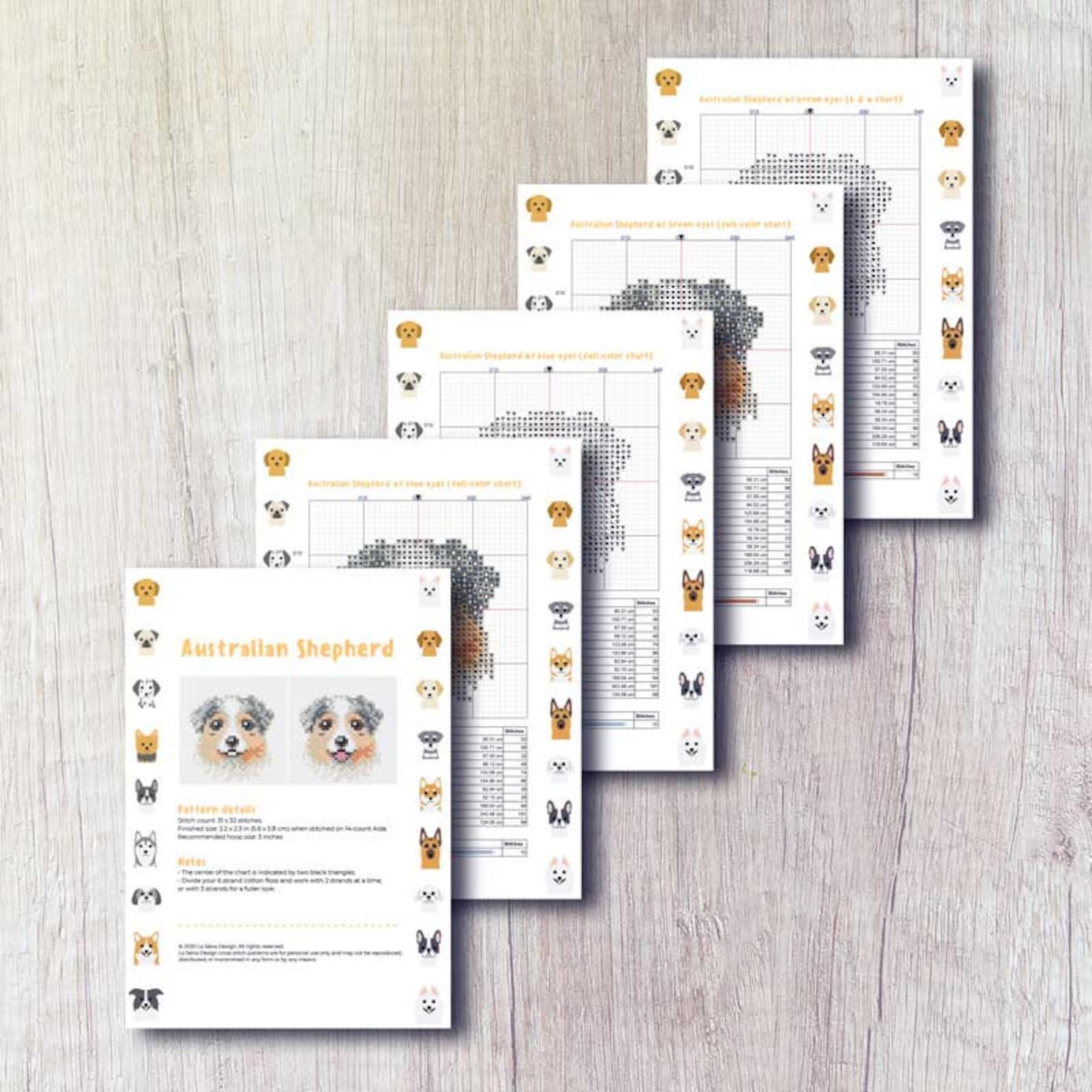 Australian Shepherd Blue Merle Cross Stitch Pattern PDF Bundle | Etsy