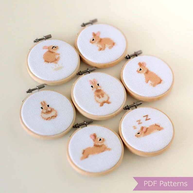 Rabbits Cross Stitch Pattern PDF Bundle Set of 7 Bunny | Etsy