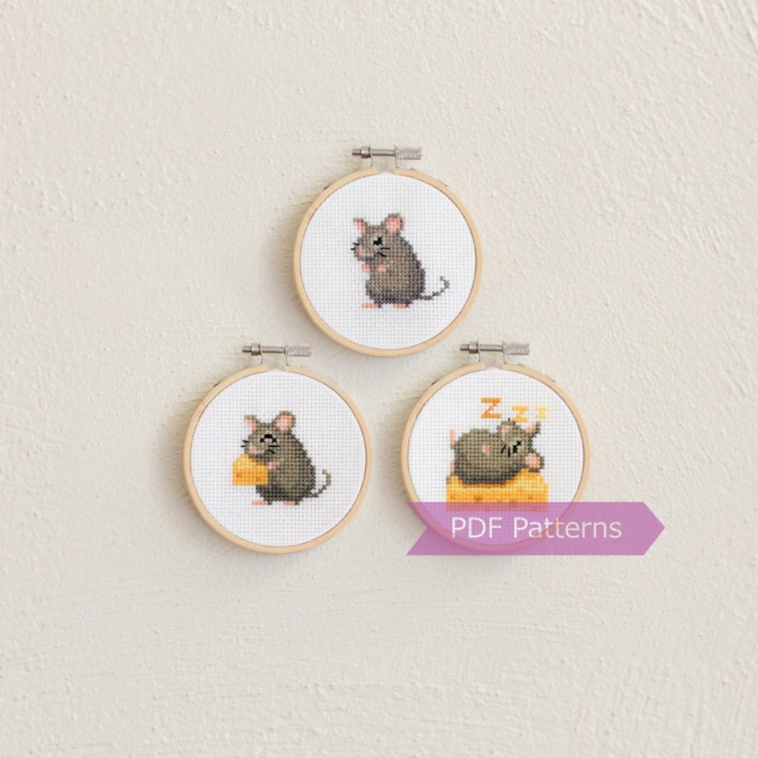 Mouse Cross Stitch PDF Bundle - 3 Varieties (mouse + Mouse Eating ...