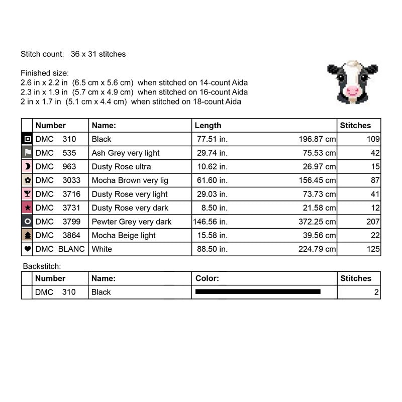 Holstein Cattle Cross Stitch PDF Holstein Cattle Embroidery - Etsy