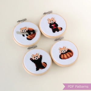 Red Panda Bundle Cross Stitch Pattern PDF - Red Panda Embroidery PDF ...