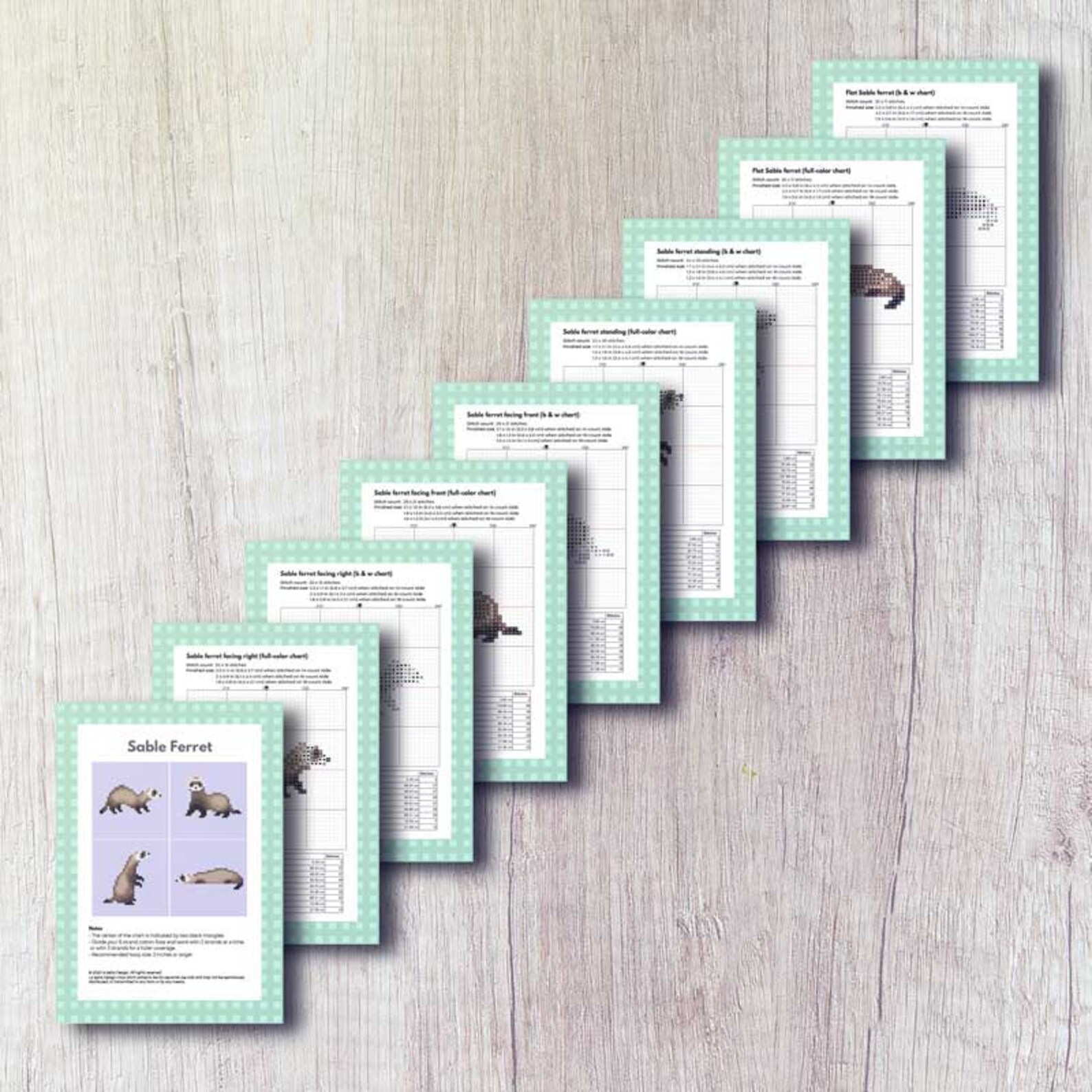 Sable Ferret Cross Stitch Pattern PDF Bundle - Sable Ferret Embroidery ...