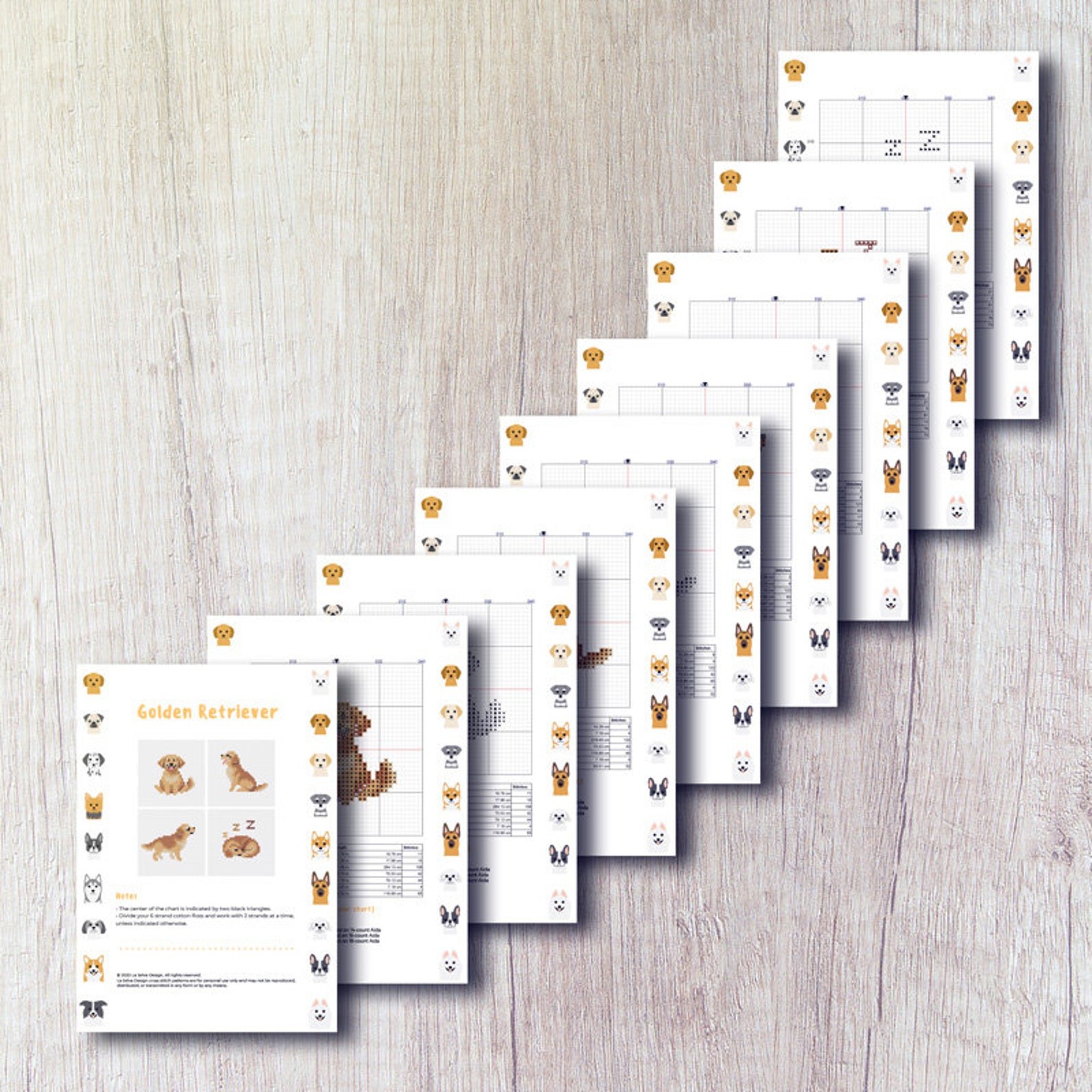 Golden Retriever Cross Stitch Pattern PDF Bundle Set of 4 Golden ...