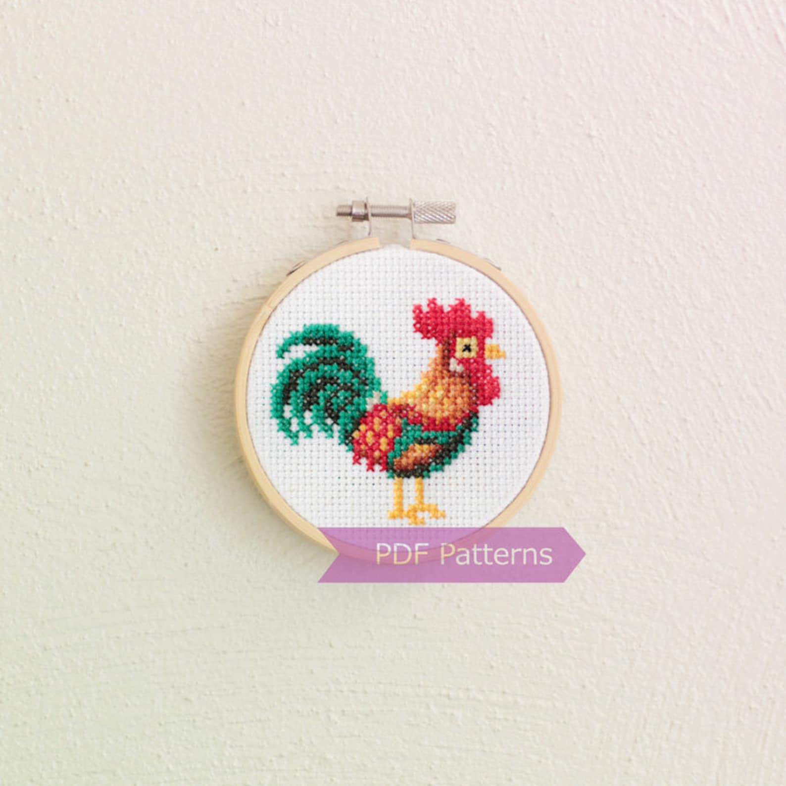 Happy Rooster Cross Stitch Pattern PDF Bundle Running Standing Rooster ...