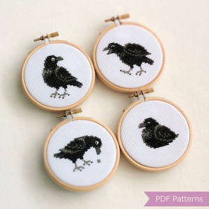 Crow Cross Stitch Pattern PDF Bundle - Set of 4 Raven Patterns ...