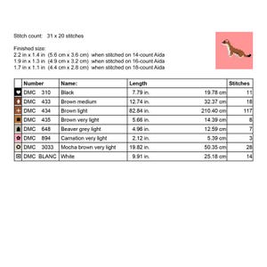 Weasel Cross Stitch Pattern PDF Bundle - Weasel/stoat Summer Coat ...