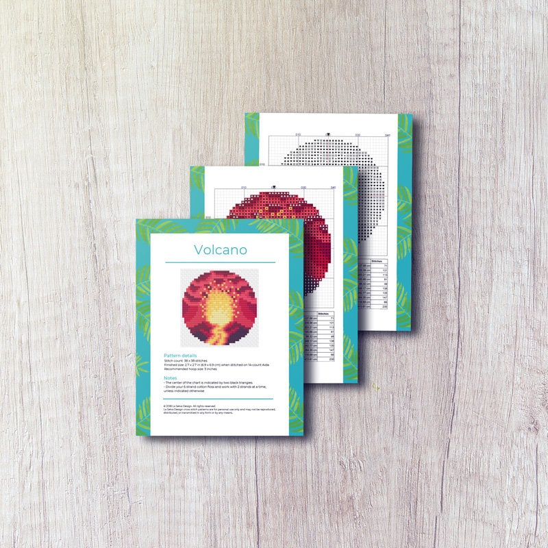 Volcano cross stitch pattern PDF Volcano embroidery | Etsy