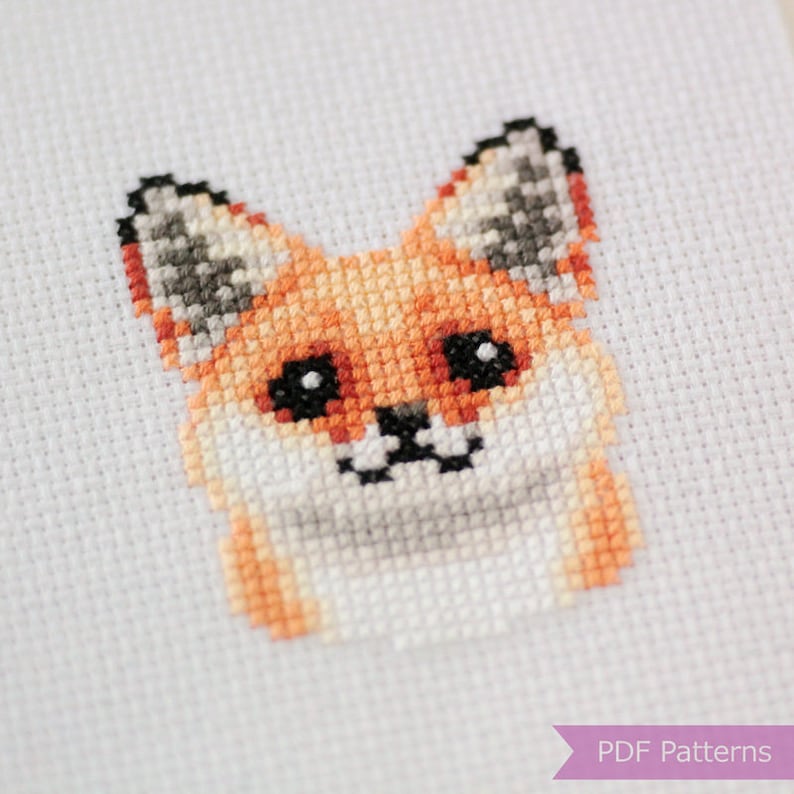 Fox cross stitch pattern PDF bundle Fox smiling fox | Etsy