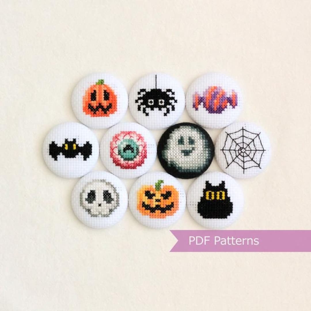Halloween Cross Stitch Pattern Bundle - Mini Halloween Embroidery ...