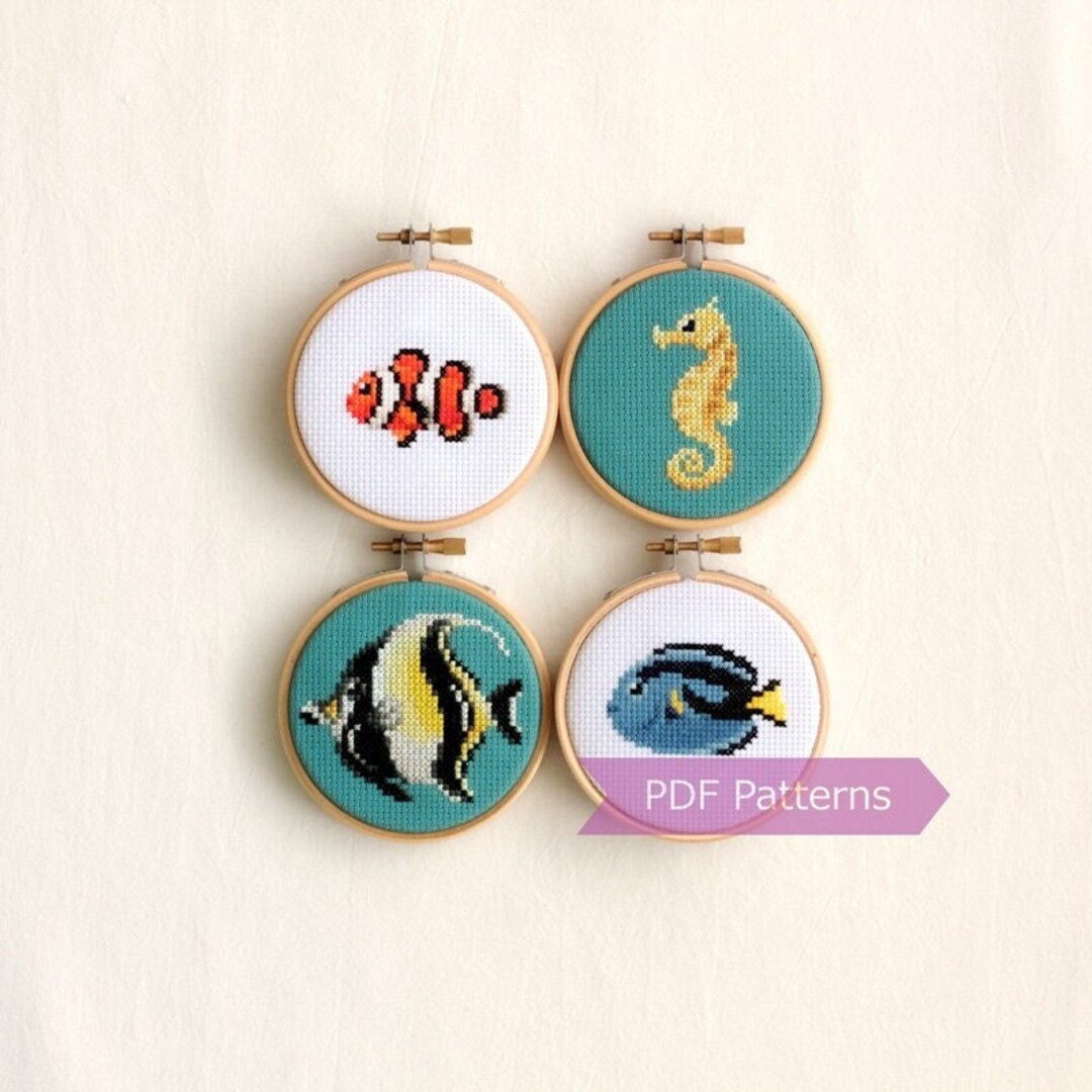 Tropical Fish Cross Stitch Pattern Bundle Set of 4 Tropical Fish ...