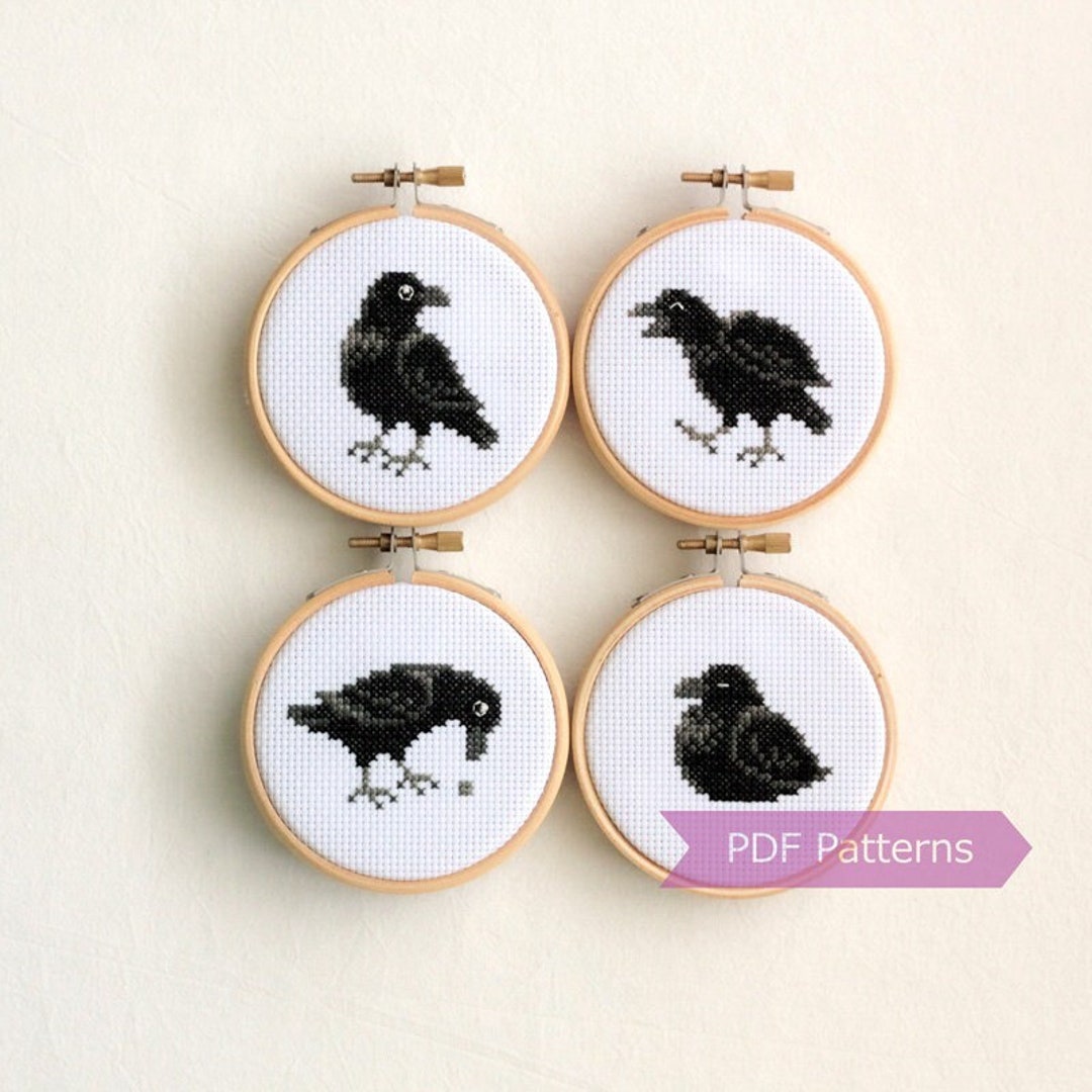 Crow Cross Stitch Pattern PDF Bundle Set of 4 Raven Patterns - Etsy