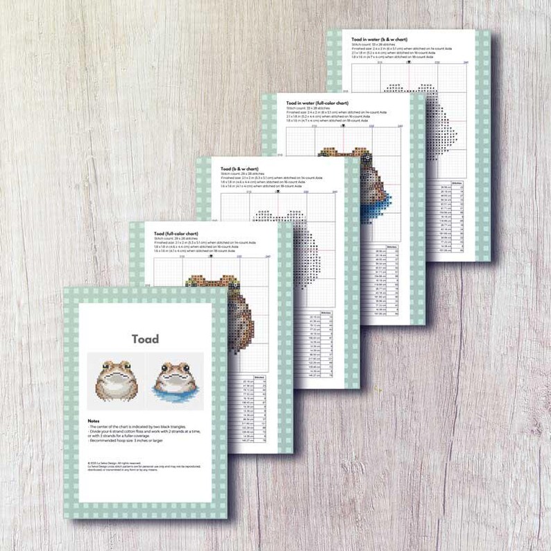 Toad Cross Stitch Pattern PDF Bundle - Toad + Toad in Water Embroidery ...