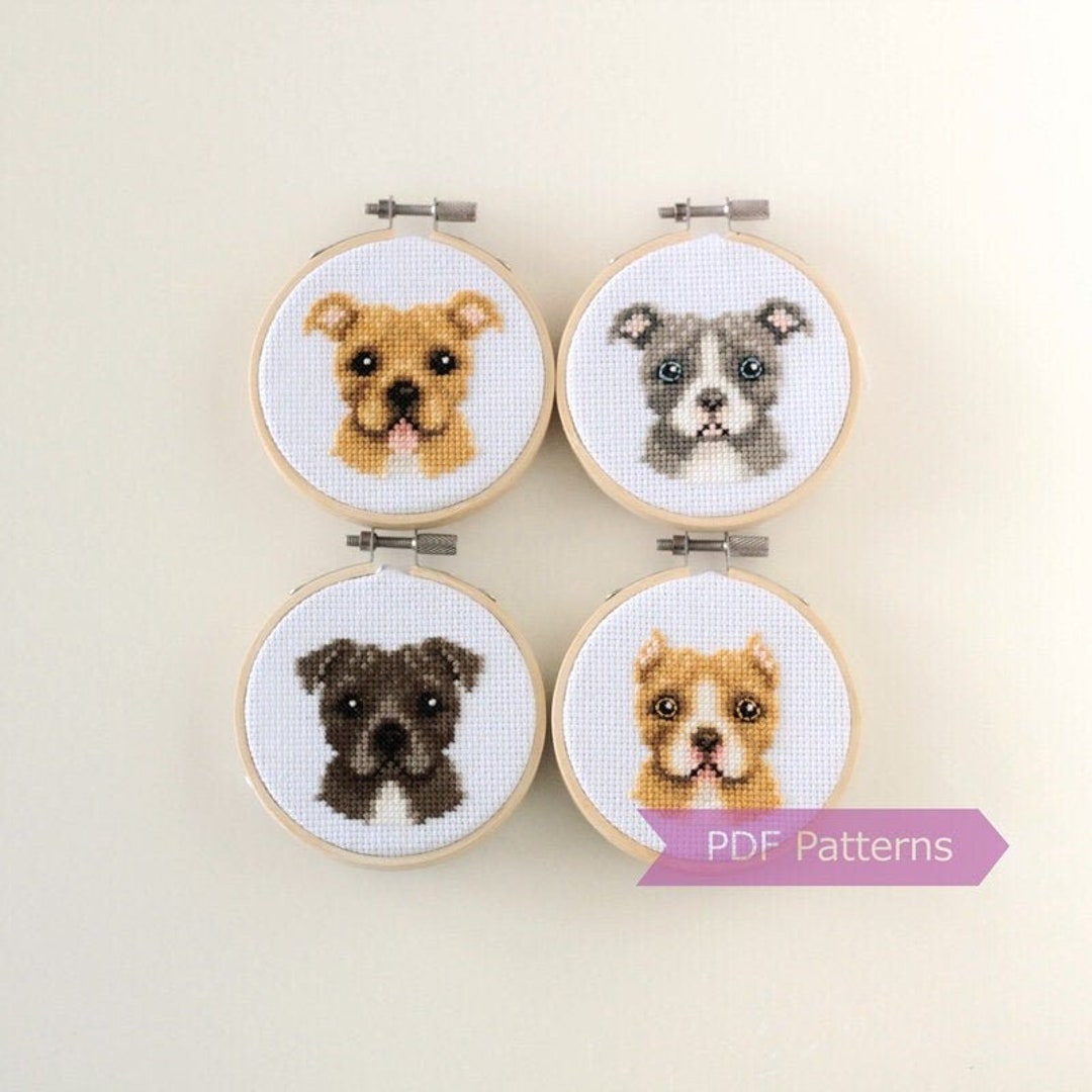 Pitbull Cross Stitch Pattern PDF Bundle A Pitbull Embroidery - Etsy