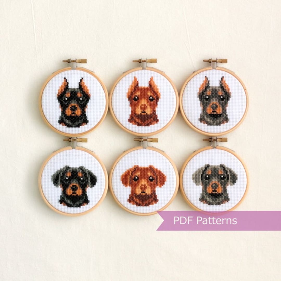 Doberman Cross Stitch Pattern PDF Megabundle - Black + Red + Blue ...