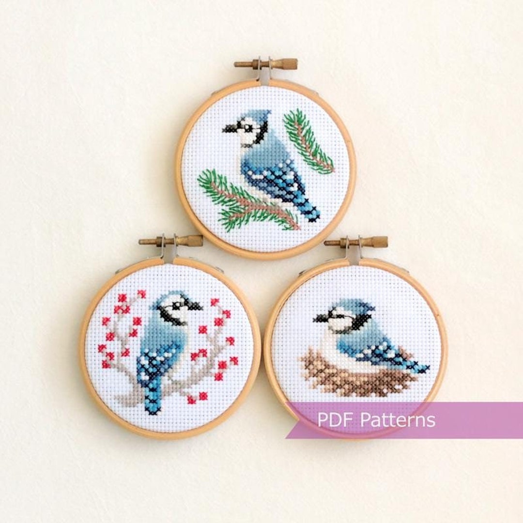 Blue Jay Cross Stitch Pattern PDF Bundle - Set of 3 Blue Jay Patterns ...