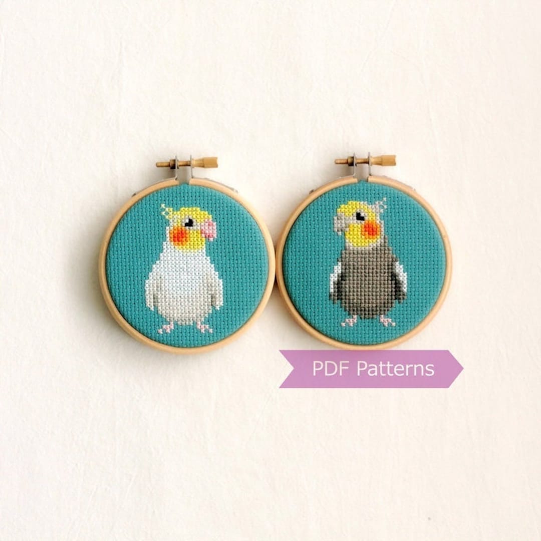 Cockatiels Cross Stitch Pattern PDF Bundle - Couple + Solo Cockatiel ...