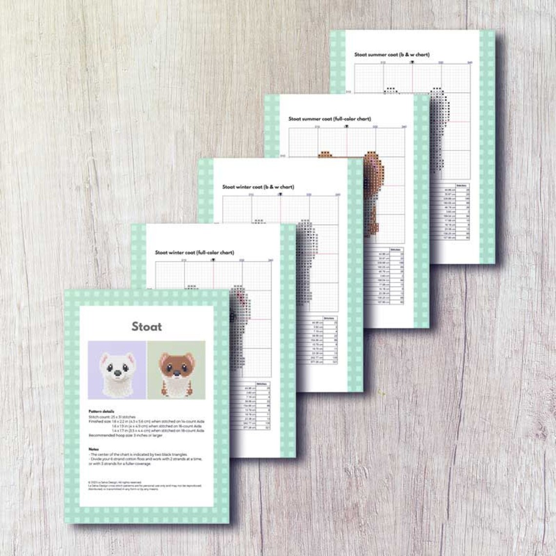 Stoat Cross Stitch Pattern PDF Bundle - Stoat/weasel Winter and Summer ...