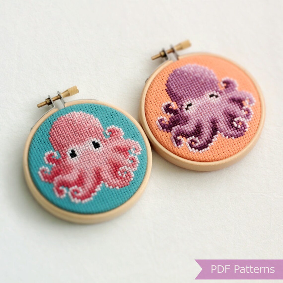 Octopus Cross Stitch Pattern PDF Bundle Red Purple Octopus - Etsy