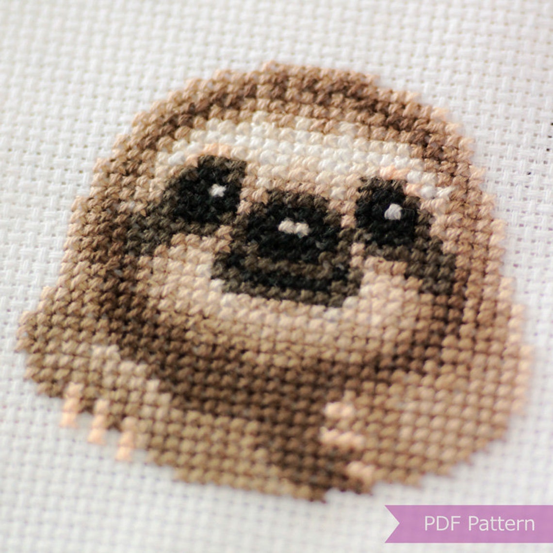 Sloth cross stitch pattern PDF Sloth embroidery PDF | Etsy