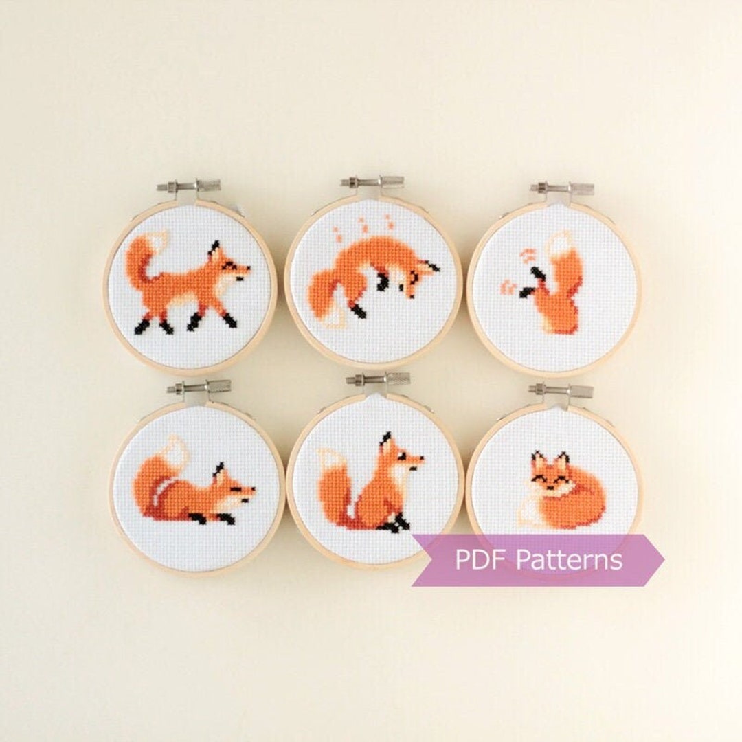 Fox Cross Stitch Pattern PDF Bundle - Set of 6 Fox Patterns - Instant ...