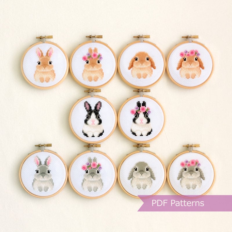 Rabbit Cross Stitch - Etsy
