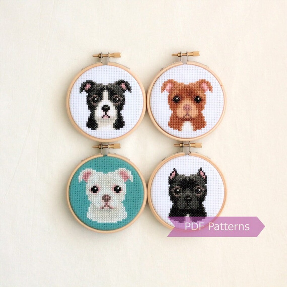 Pitbull Cross Stitch Pattern PDF Bundle B Pitbull Embroidery - Etsy