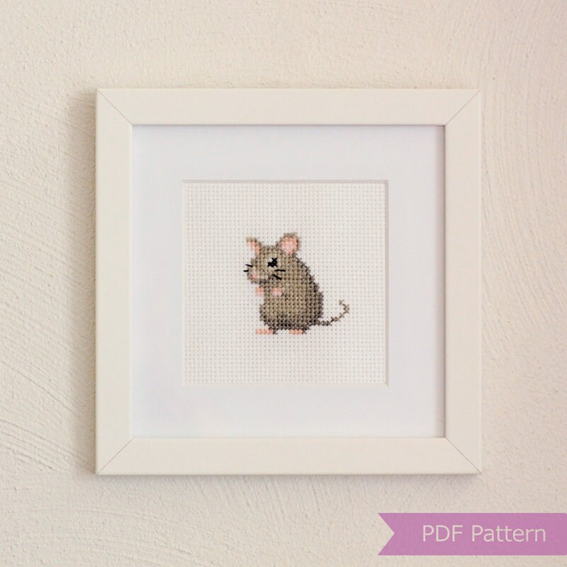 Mouse Cross Stitch Pattern PDF Mouse Embroidery Instant - Etsy