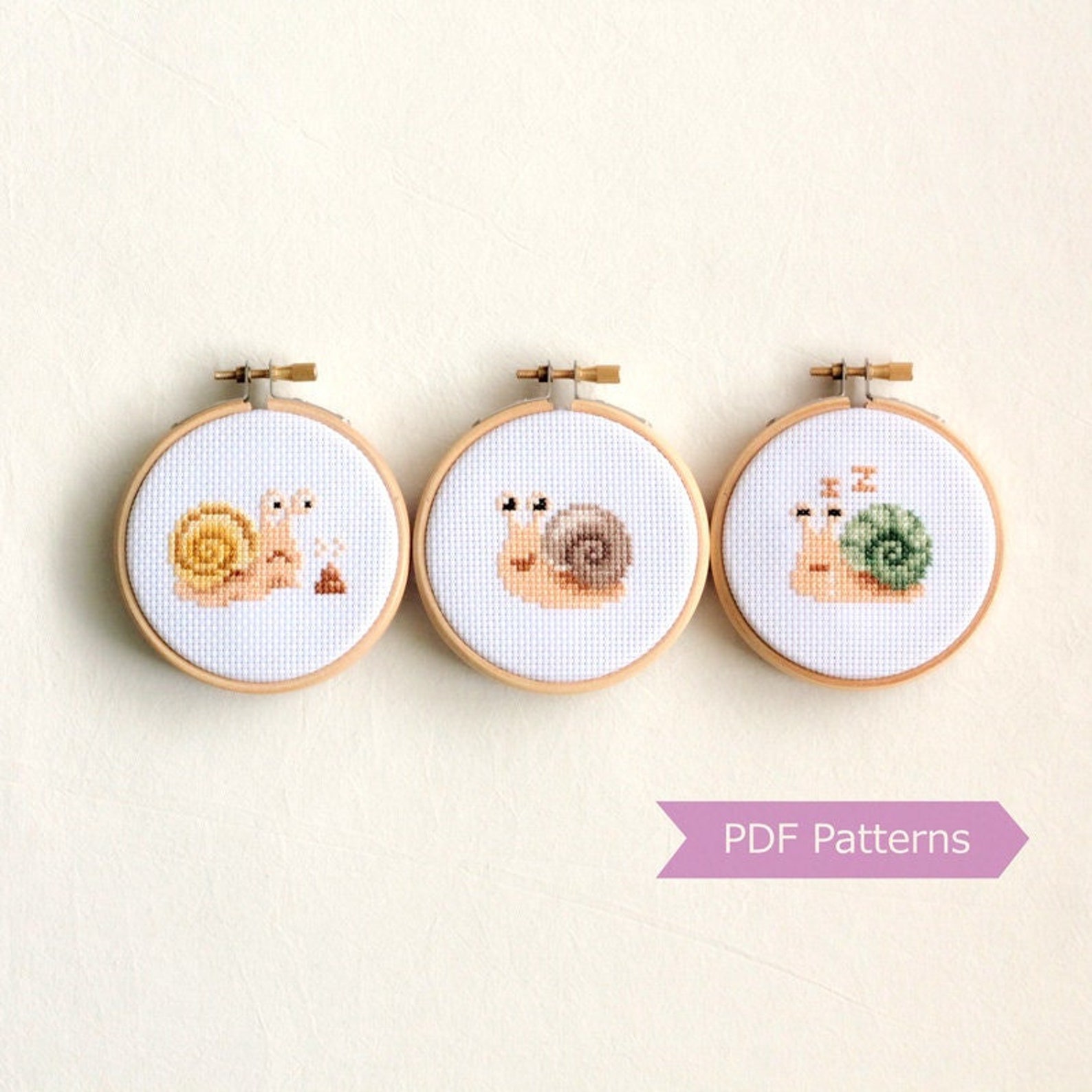 Snail Cross Stitch Pattern PDF Bundle Set of 3 Snail - Etsy