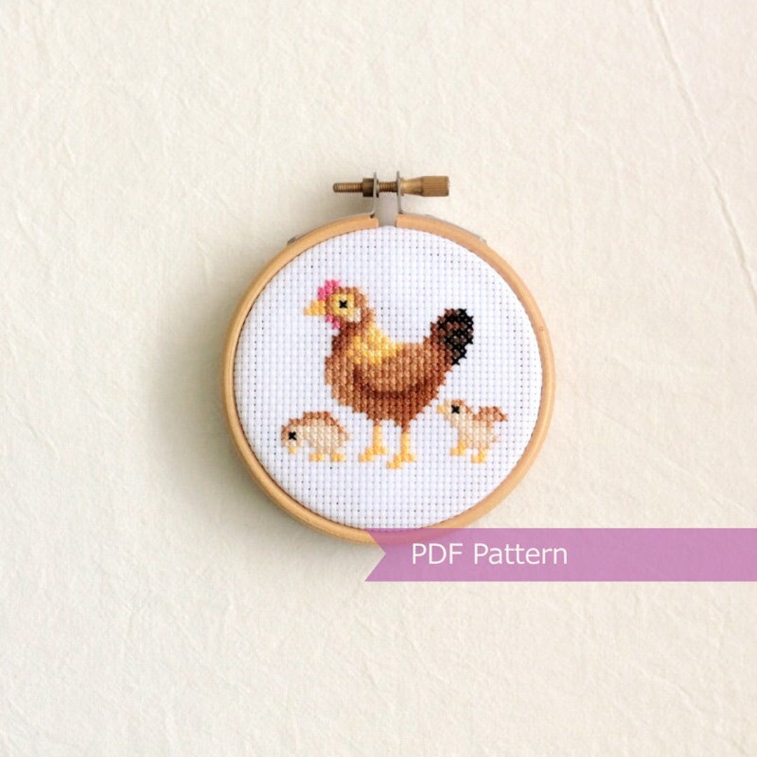 Hen and Chicks Cross Stitch Pattern PDF - Hen + Chicks Embroidery ...
