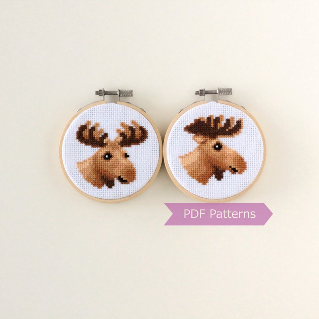 Moose Cross Stitch Pattern PDF Bundle Moose Facing Sideways - Etsy